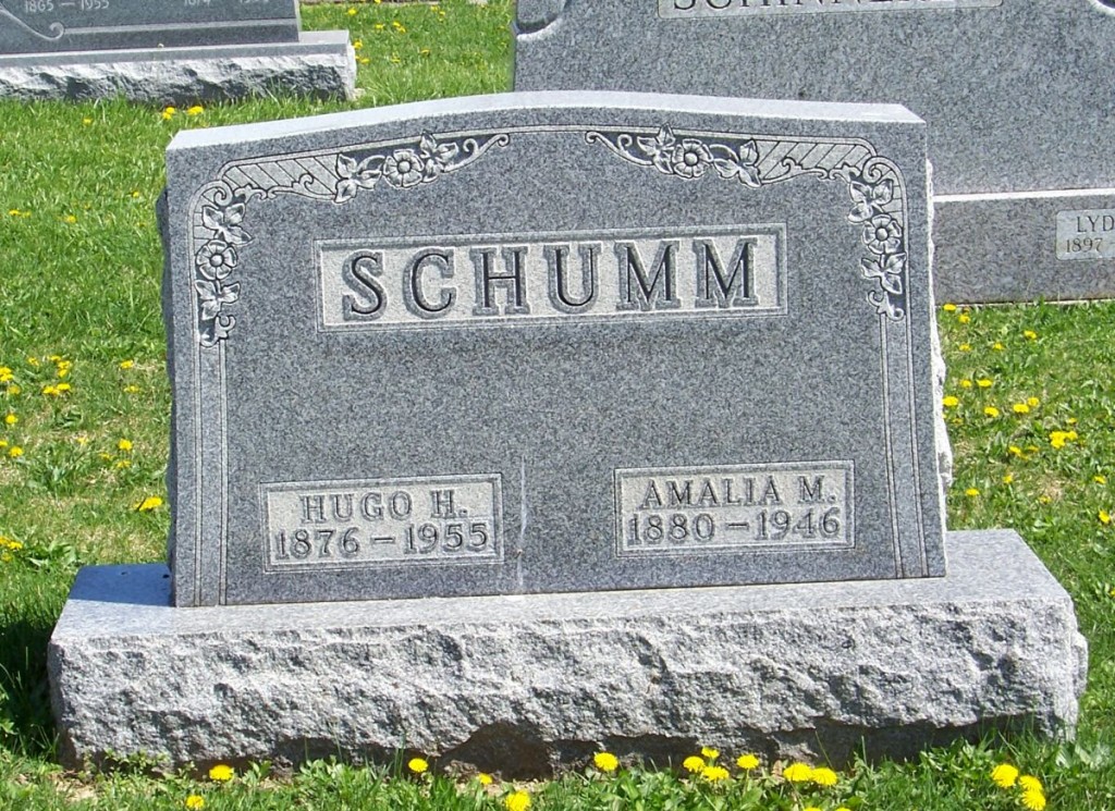 Tombstone Tuesday–Hugo H. & Amalia M. (Schumm) Schumm – Karen’s Chatt