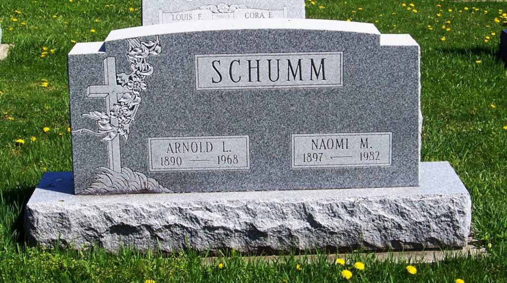 Tombstone Tuesday-Arnold L. & Naomi M. (Schumm) Schumm – Karen’s Chatt