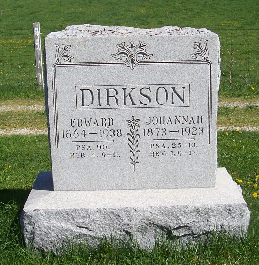 Tombstone Tuesday-Edward & Johannah (Meyer) Dirkson – Karen’s Chatt