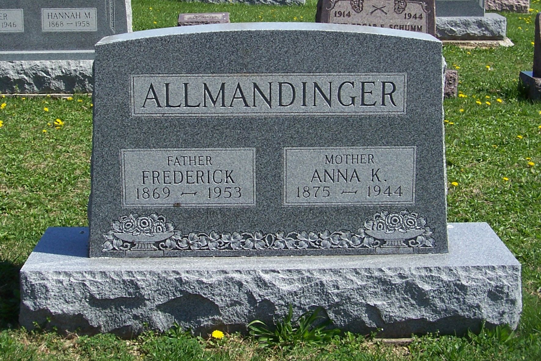 Tombstone Tuesday-Frederick & Anna K. (Kallenberger) Allmandinger ...