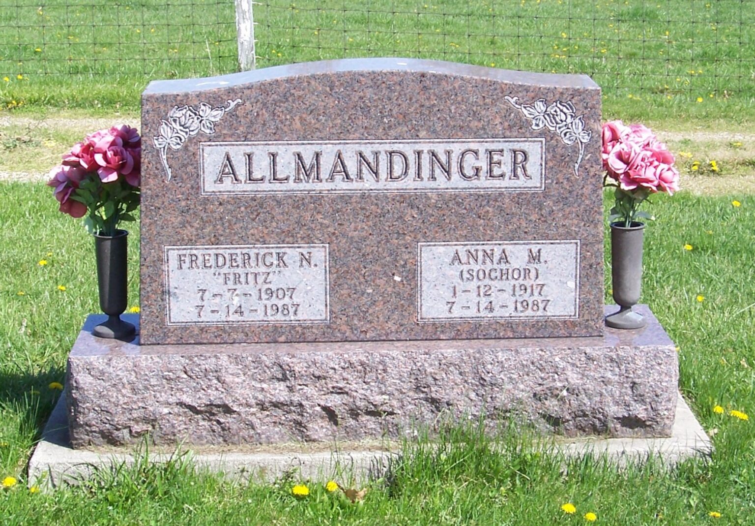 Tombstone Tuesday-Frederick N. & Anna M. (Sochor) Allmandinger – Karen ...