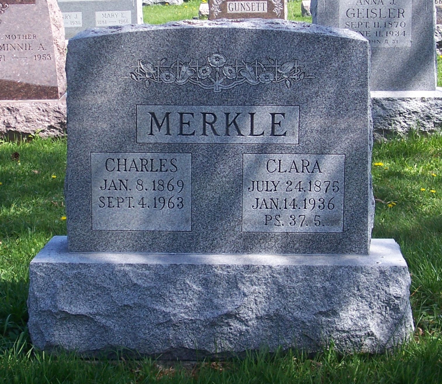 Tombstone Tuesday-Charles & Clara (Schumm) Merkle – Karen’s Chatt