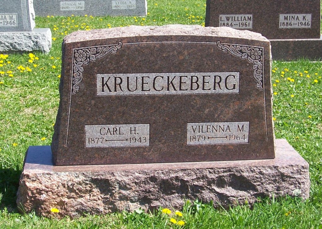 Tombstone Tuesday-Carl H. & Vilenna M. (Bienz) Krueckeberg – Karen’s Chatt