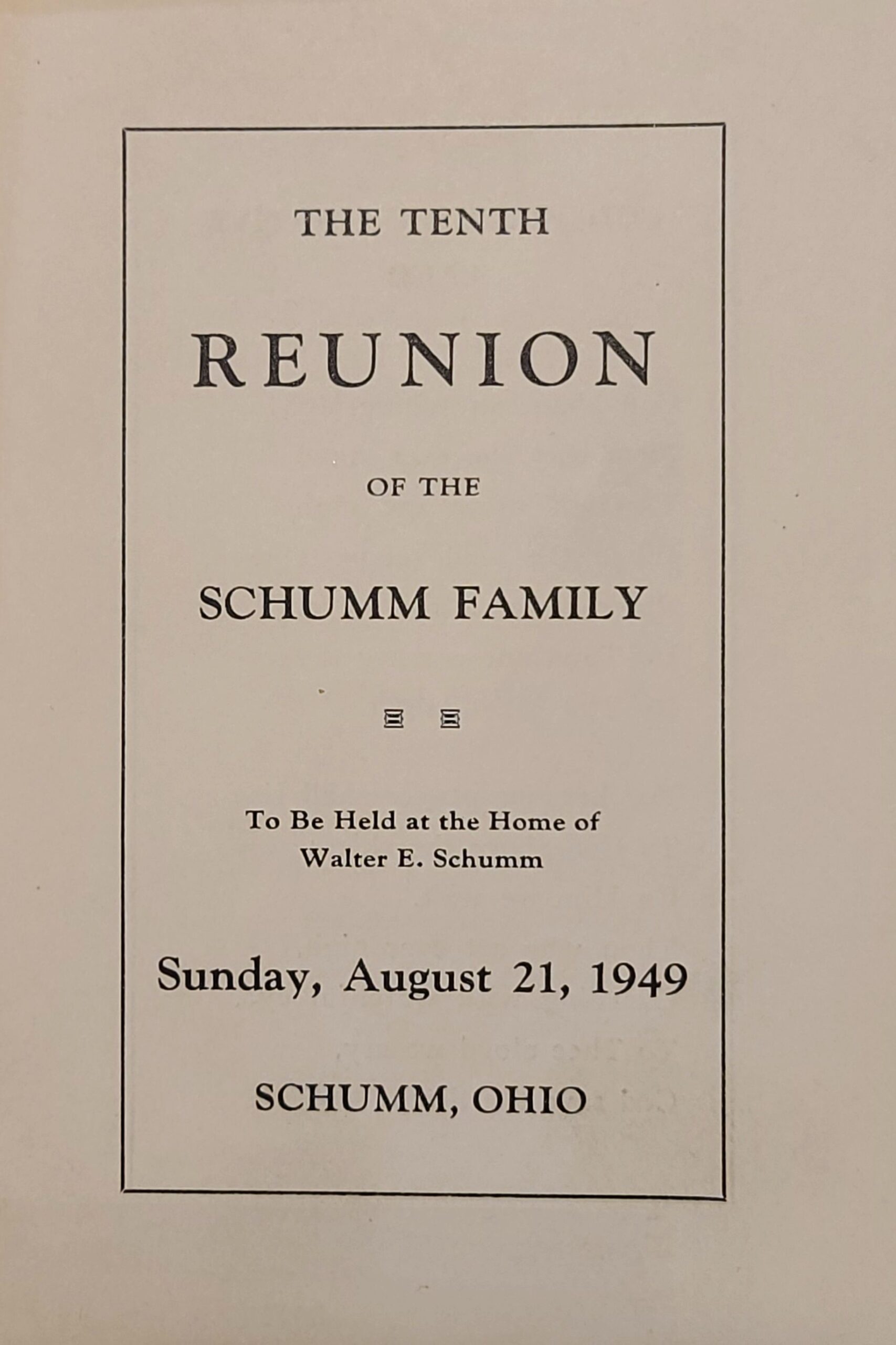 The Tenth Schumm Reunion, 1949 – Karen’s Chatt