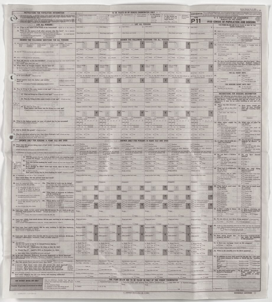 1950 Census Test Form P11, Pleasant Township, Van Wert County – Karen’s ...