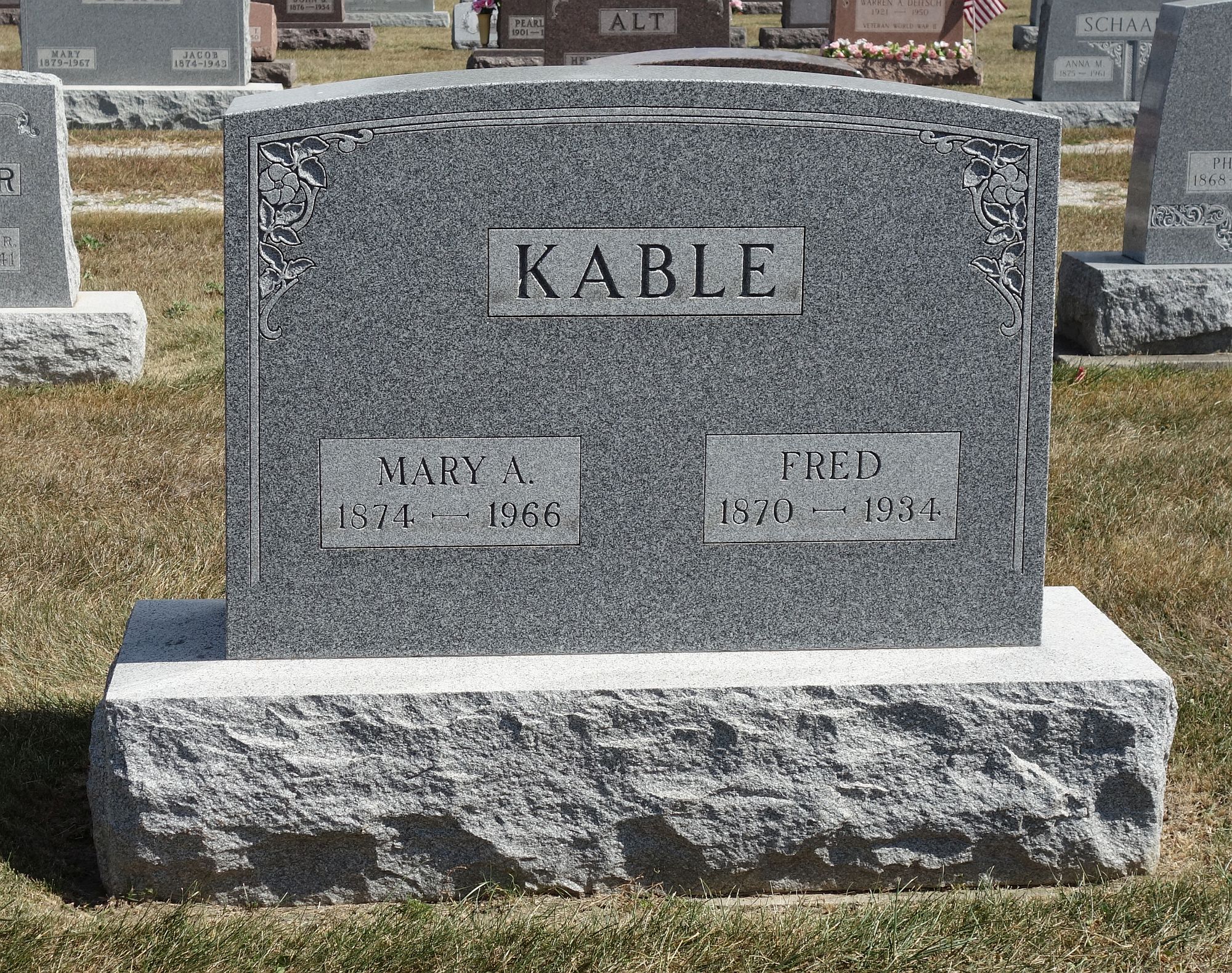 Tombstone Tuesday–Fred & Mary A. (Wendel) Kable – Karen’s Chatt