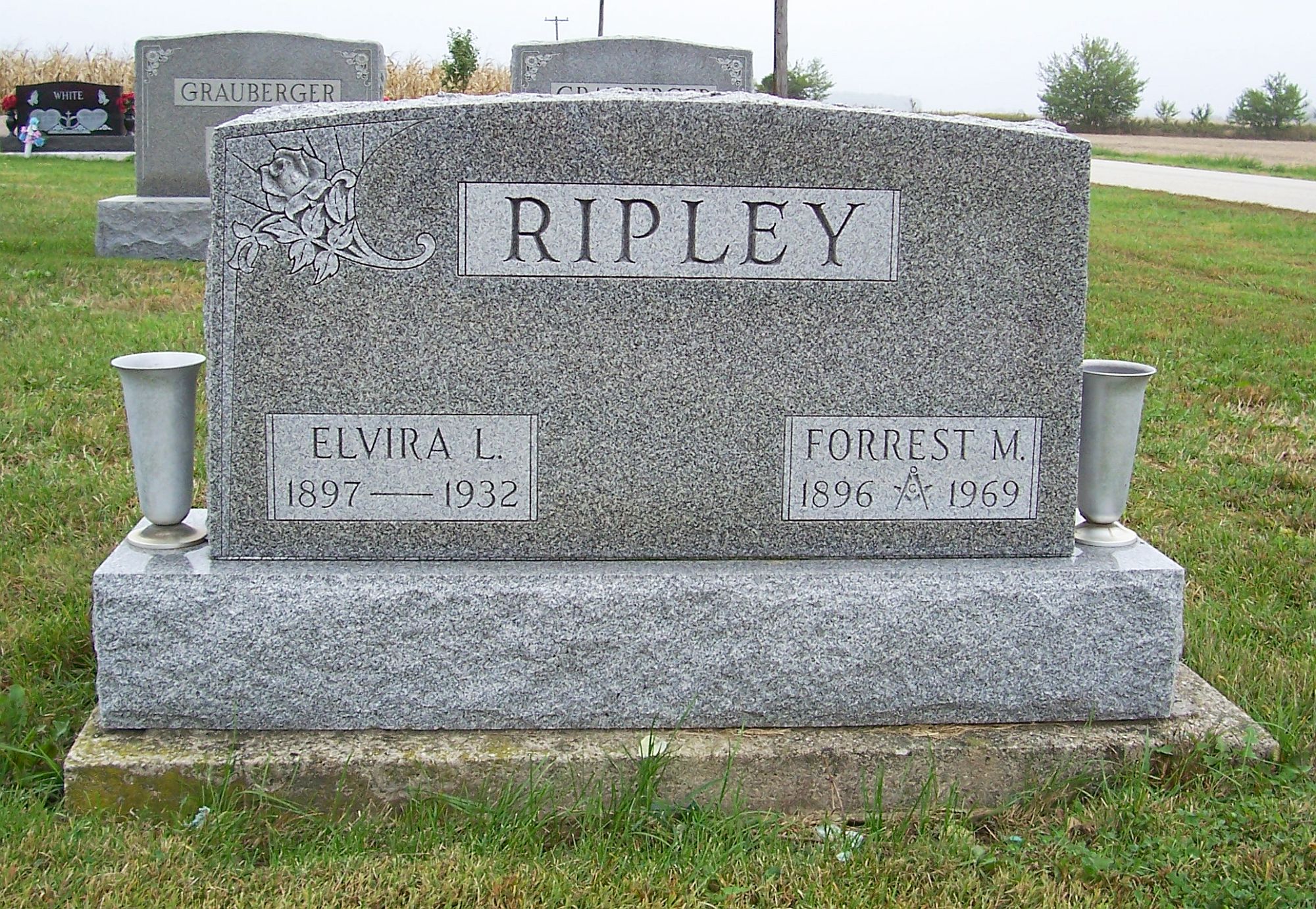 Tombstone Tuesday-Forrest M. & Elvira L. (Baker) Ripley – Karen’s Chatt