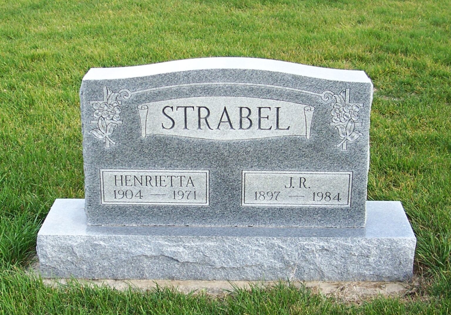 Tombstone Tuesday-J.R. “Rudy” & Henrietta (Warrick) Strabel – Karen’s Chatt