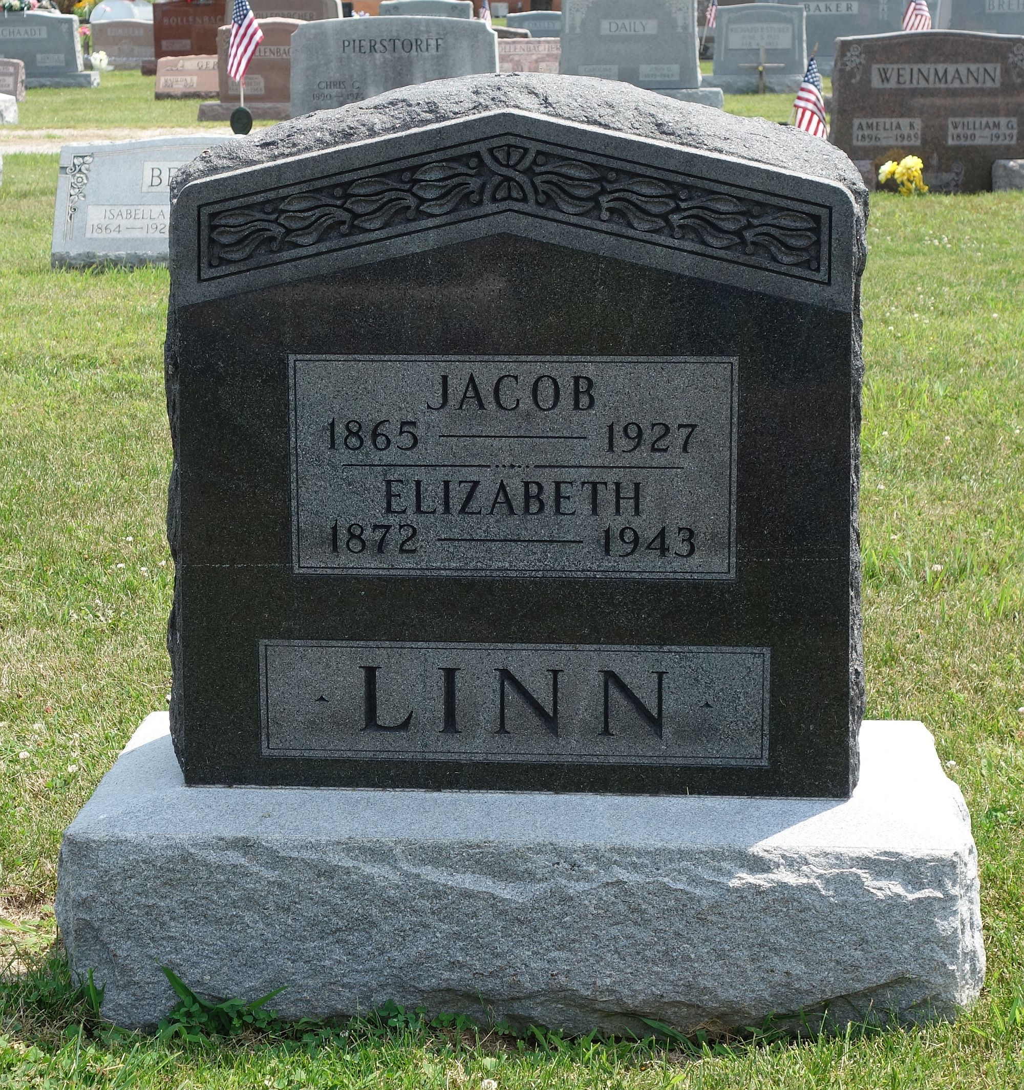 Tombstone Tuesday-Jacob Jr & Elizabeth Linn – Karen’s Chatt