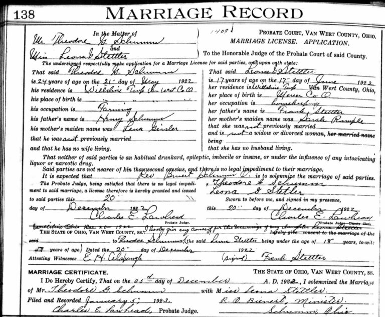 Tombstone Tuesday-Theodore G. & Leona (Stetler) Schumm – Karen’s Chatt