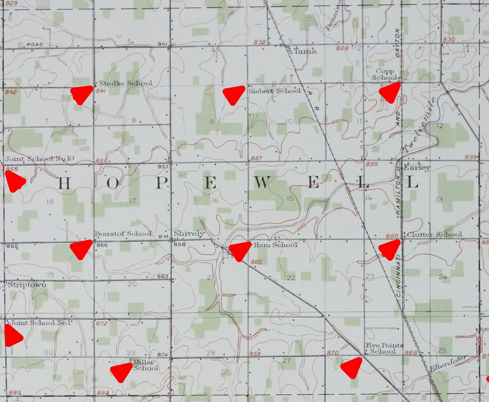1913 Topography Map: Hopewell & Union Townships – Karen’s Chatt